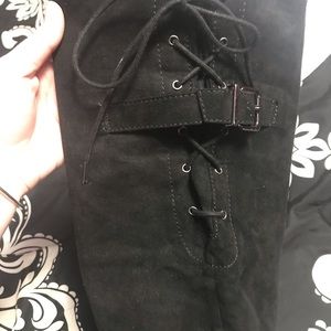 Express | Shoes | Express Suede Black Thigh High Boots | Poshmark